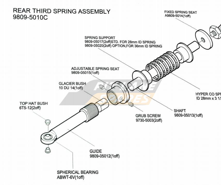 Browse Race Car Parts: Rear third spring assembly | Pitlane Spares